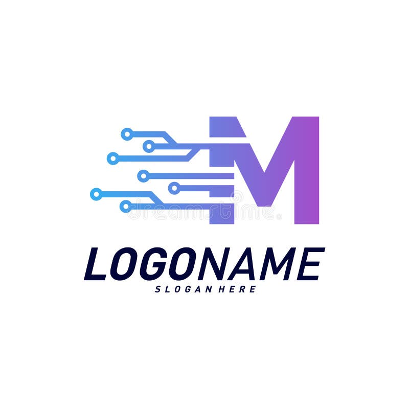 Font with Technology Logo Design Concepts. Technology Letter M Logo ...