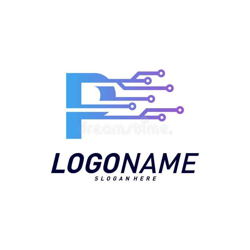 Font with Technology Logo Design Concepts. Technology Letter P Logo ...