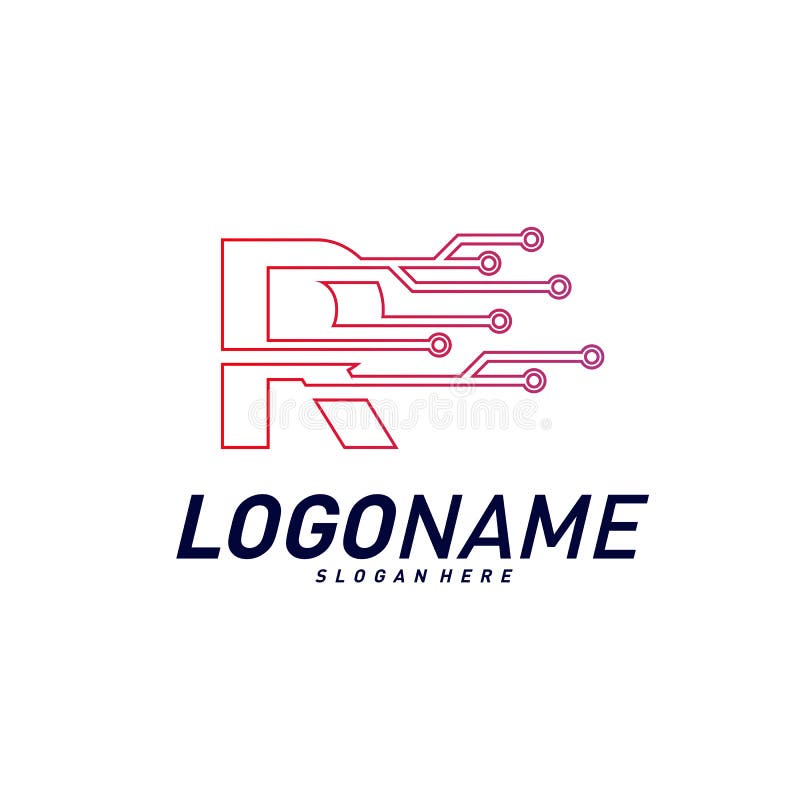 Font with Technology Logo Design Concepts. Technology Letter R Logo ...