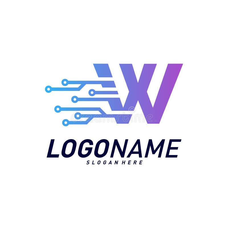 Font with Technology Logo Design Concepts. Technology Letter W Logo ...