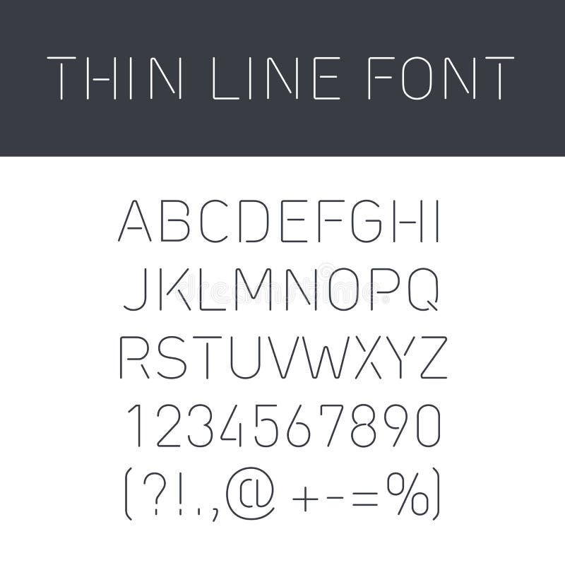 Font Thin Lines with Shadow Stock Vector - Illustration of simple ...