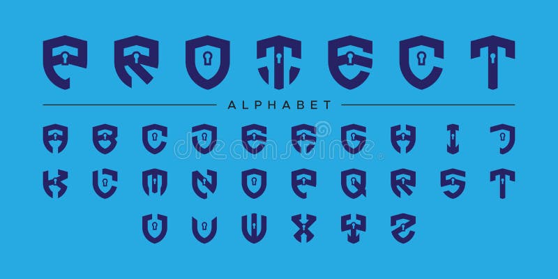 Set Shield Font Vector Alphabet Stock Vector - Illustration of color ...