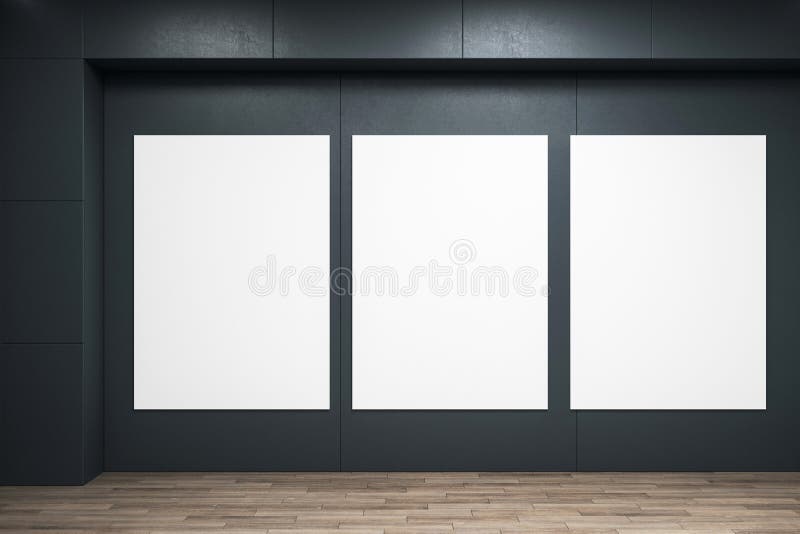 Font View on Three Blank White Posters with Place for Your Logo or Text ...