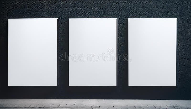 Font View on Three Blank White Posters with Place for Your Logo or Text ...
