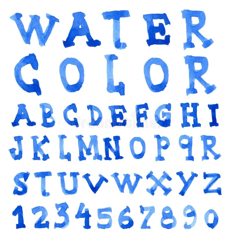 Font Watercolor. Handwritten Vector Illustration Stock Vector ...