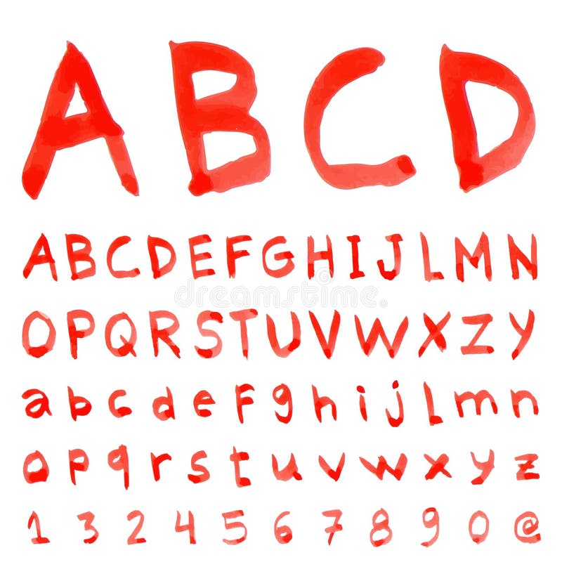 Font Watercolor. Handwritten Vector Illustration Stock Vector ...