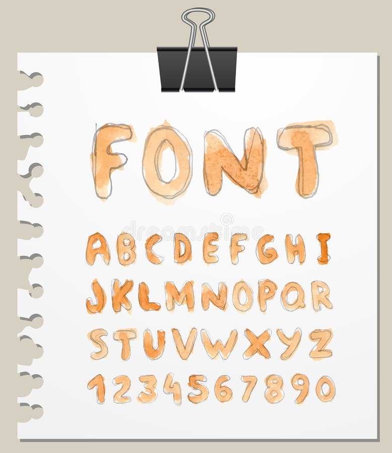 Font Watercolor. Handwritten Vector Illustration. Stock Vector ...