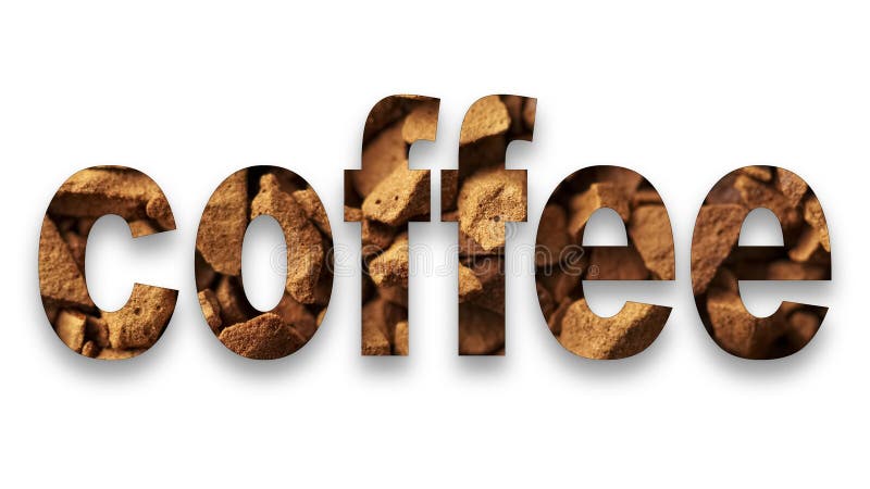 Font Word Coffee with Transparency of Instant Coffee Particles Isolated ...