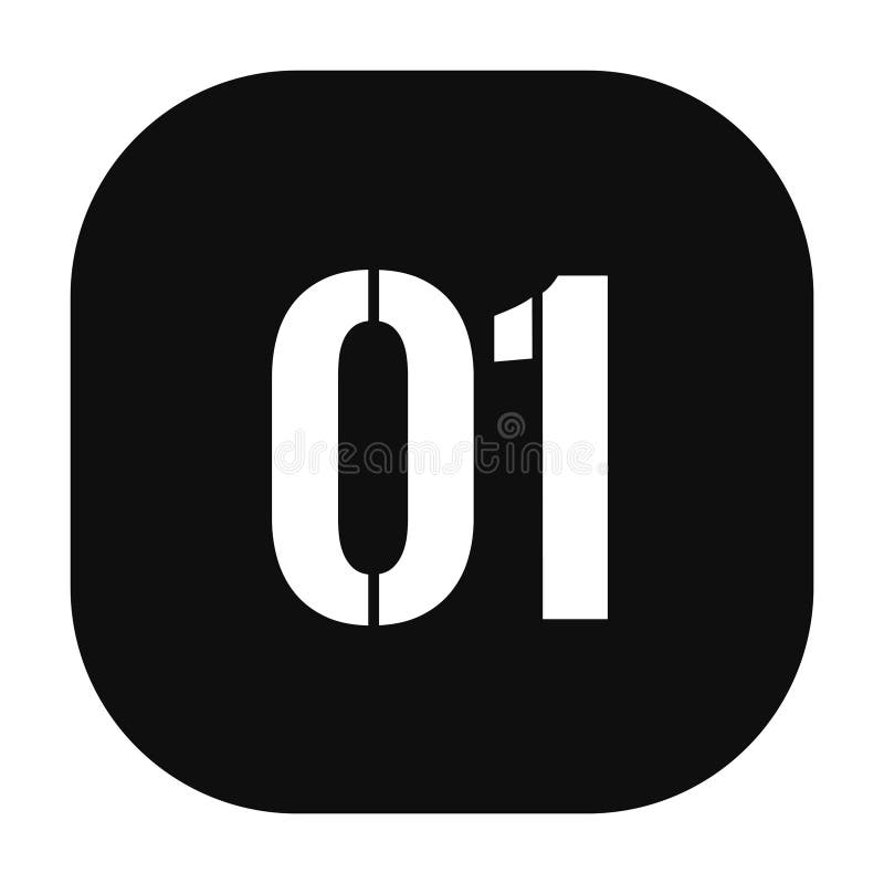 Number 01 Logo with Isolated Black Square Frame Stock Illustration ...