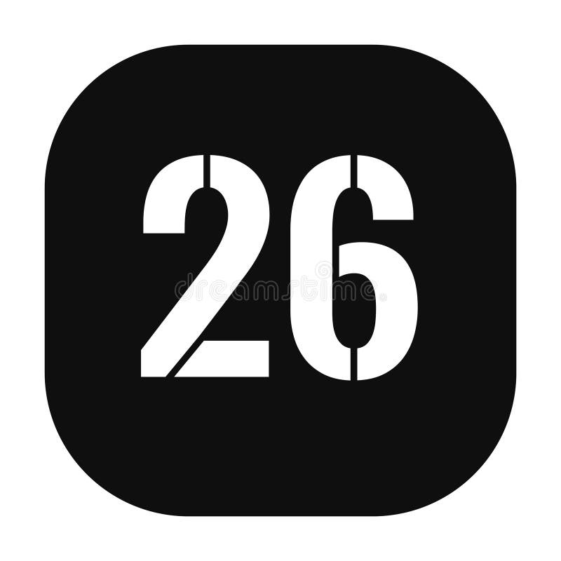 Number 26 Logo with Isolated Black Square Frame Stock Illustration ...