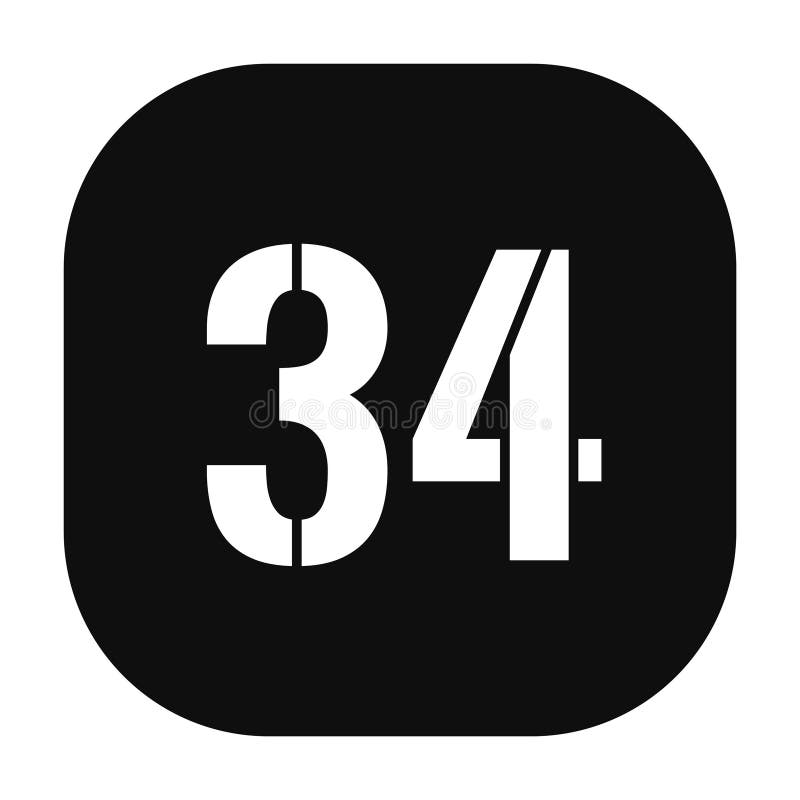 Number 34 Logo with Isolated Black Square Frame Stock Illustration ...