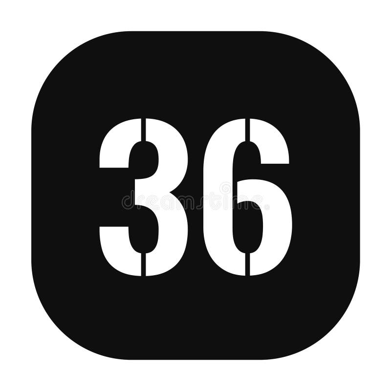 Number 36 Logo with Isolated Black Square Frame Stock Illustration ...