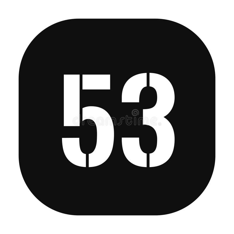 Number 53 Logo with Isolated Black Square Frame Stock Illustration ...