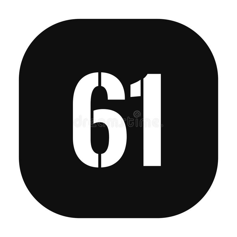 Number 61 Logo with Isolated Black Square Frame Stock Illustration ...