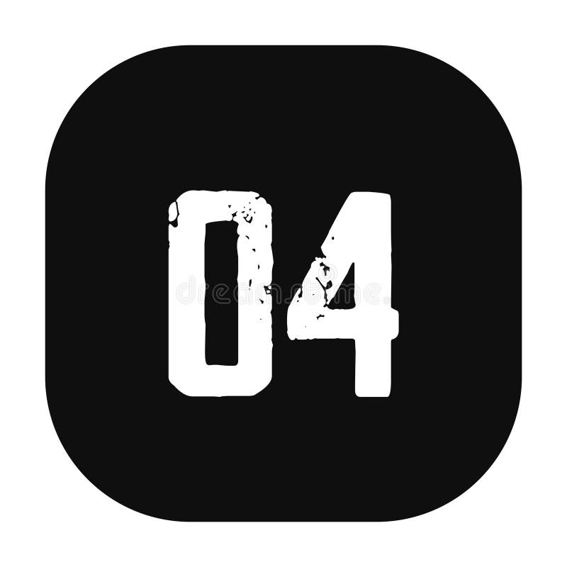 Numeral 04 is White in Black Square Frame Stock Illustration ...
