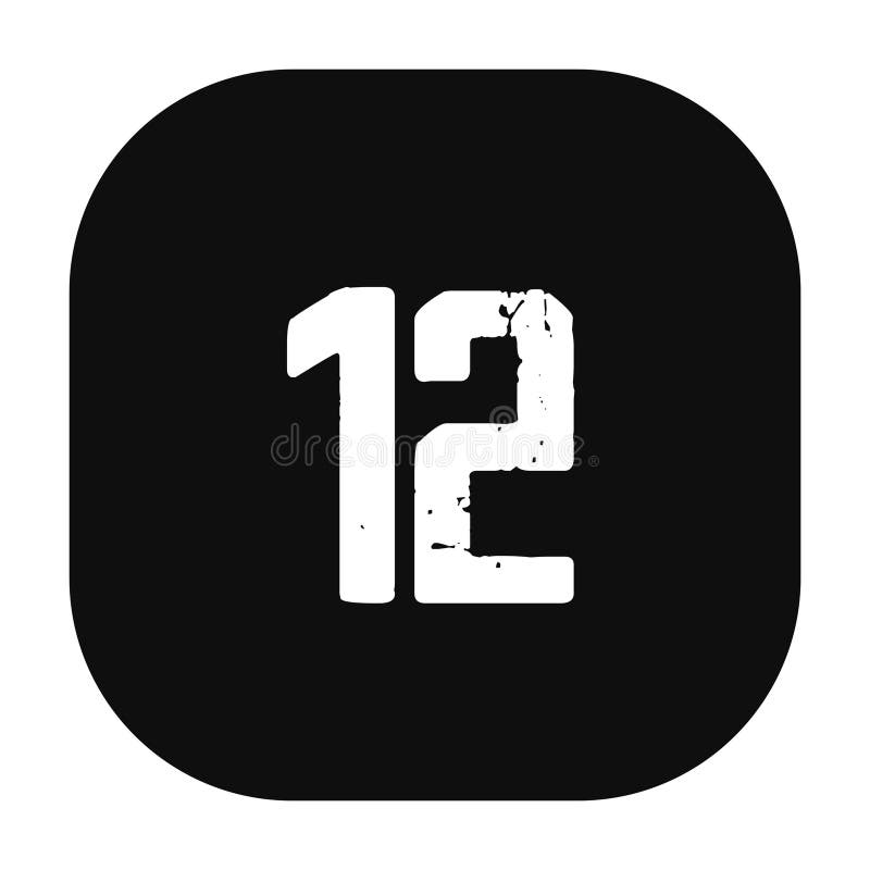 Numeral 12 is White in Black Square Frame Stock Illustration ...