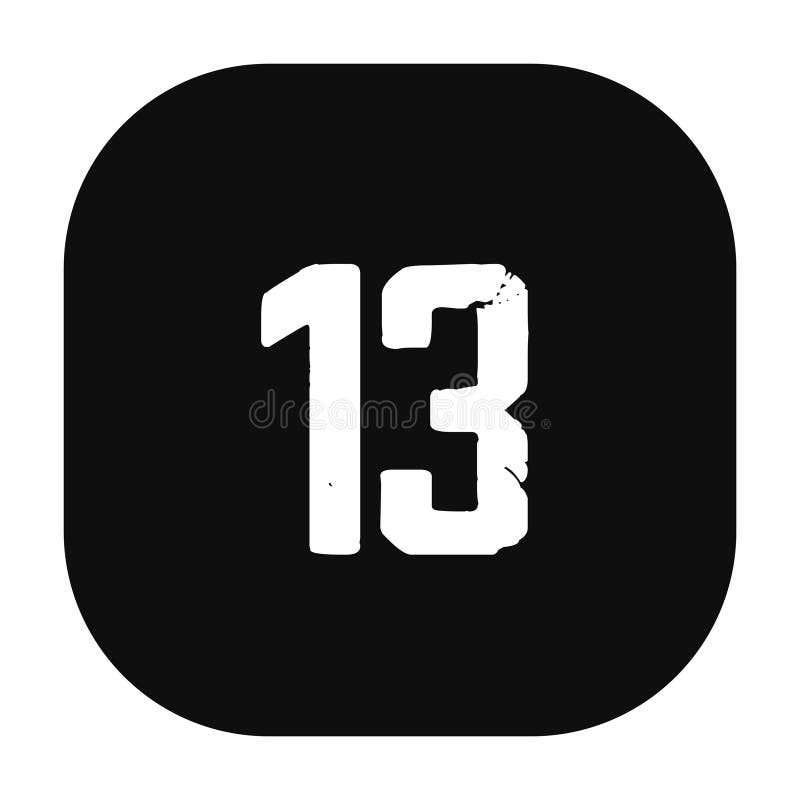 Numeral 13 is White in Black Square Frame Stock Illustration ...