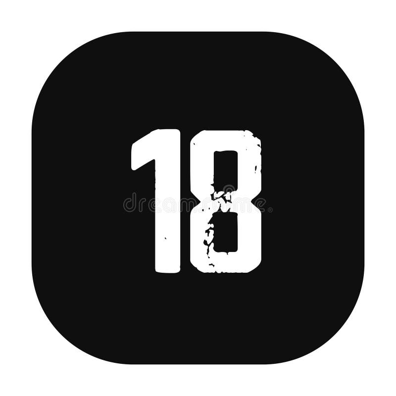 Numeral 18 is White in Black Square Frame Stock Illustration ...