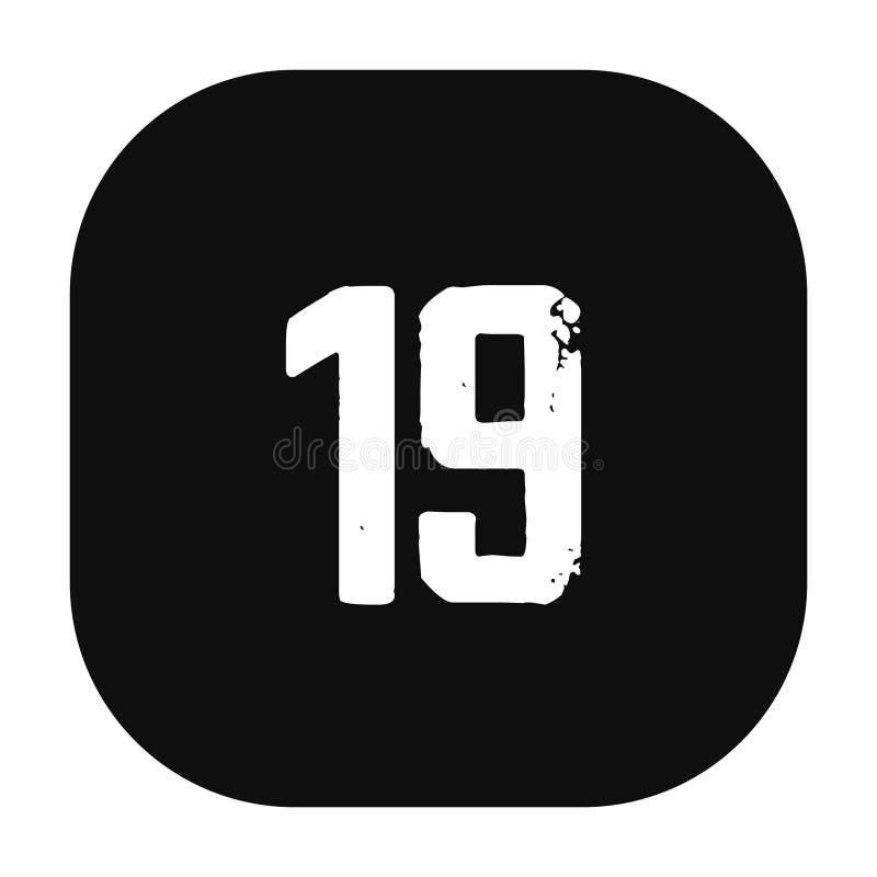 Numeral 19 is White in Black Square Frame Stock Illustration ...