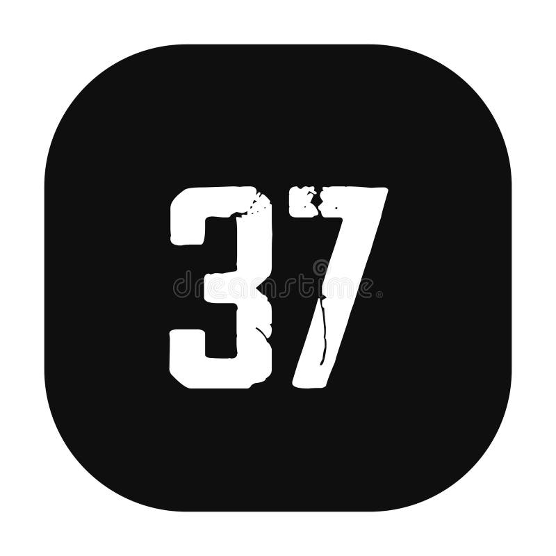 Numeral 37 is White in Black Square Frame Stock Illustration ...