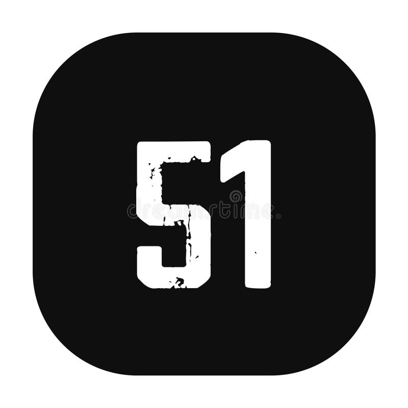 Numeral 51 is White in Black Square Frame Stock Illustration ...