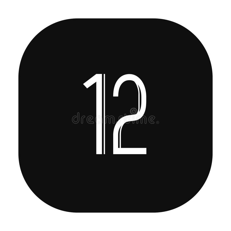 Numeral 12 Logo with Isolated Black Square Frame Stock Illustration ...