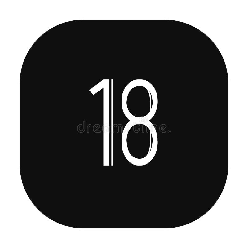 Numeral 18 Logo with Isolated Black Square Frame Stock Illustration ...