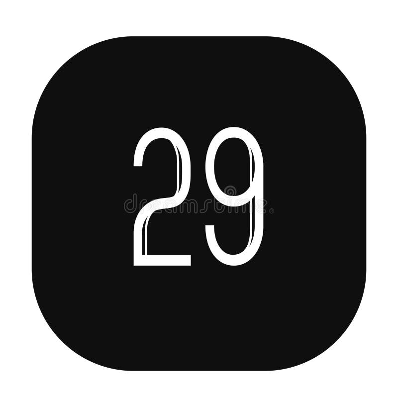 Numeral 29 Logo with Isolated Black Square Frame Stock Illustration ...