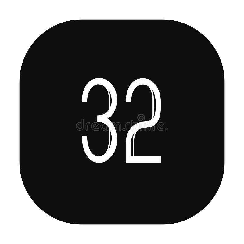 Numeral 32 Logo with Isolated Black Square Frame Stock Illustration ...