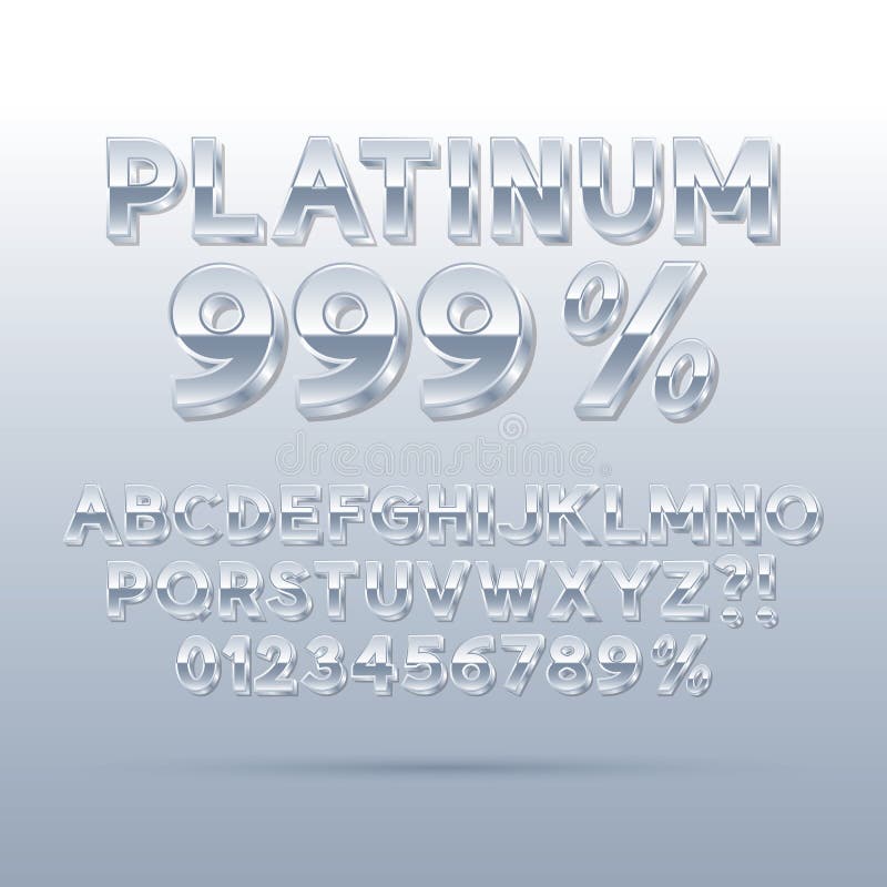 Carattere E Numeri Argento E Platino Illustrazione Vettoriale ...