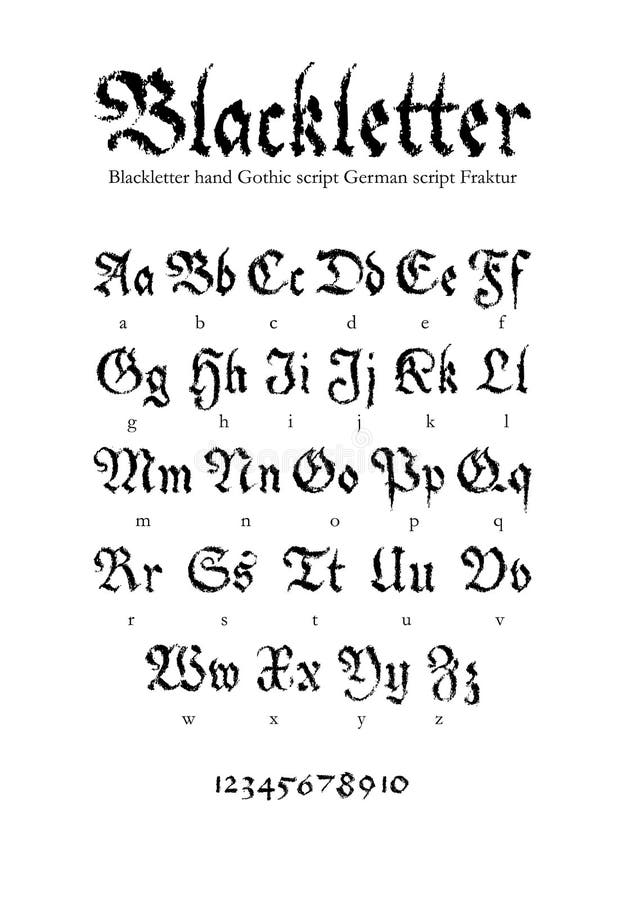 Fonte de Blackletter ilustração do vetor. Ilustração de manuscrito ...