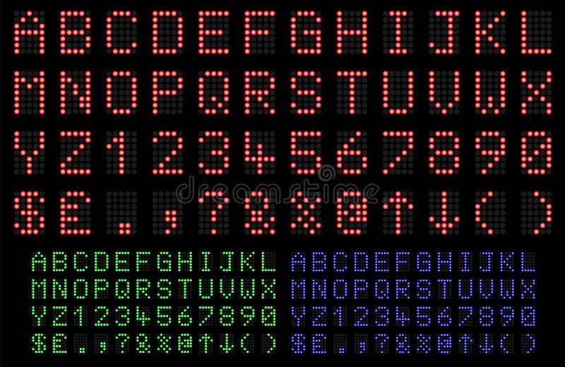 Affichage à LED Alphanumérique De Fonte D'alphabet Sur Le Noir ...
