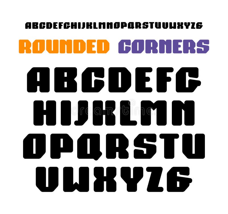 Fonte Do Quadrado De Sanserif Com Cantos Arredondados Ilustração do ...