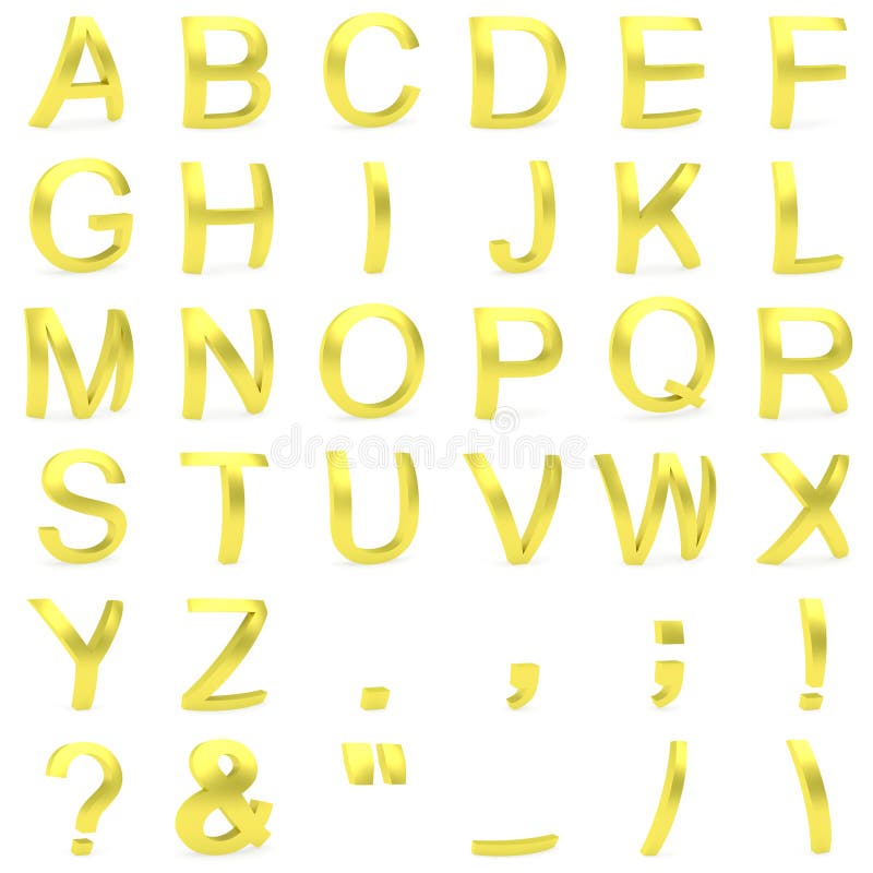 Fonte Dourada Das Letras 3D Principais Curvadas Ilustração Stock ...