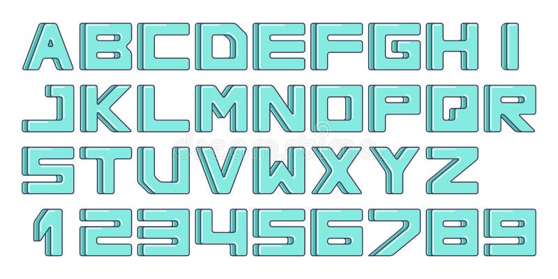 Fonte, Letras E Números Quadrados Ilustração Stock - Ilustração de ...