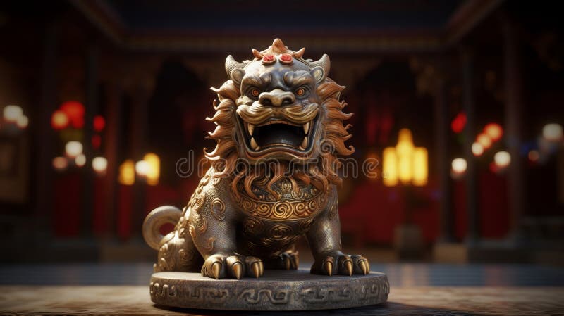 Foo Dog or Chinese Guard. Generative AI Stock Image - Image of temple ...