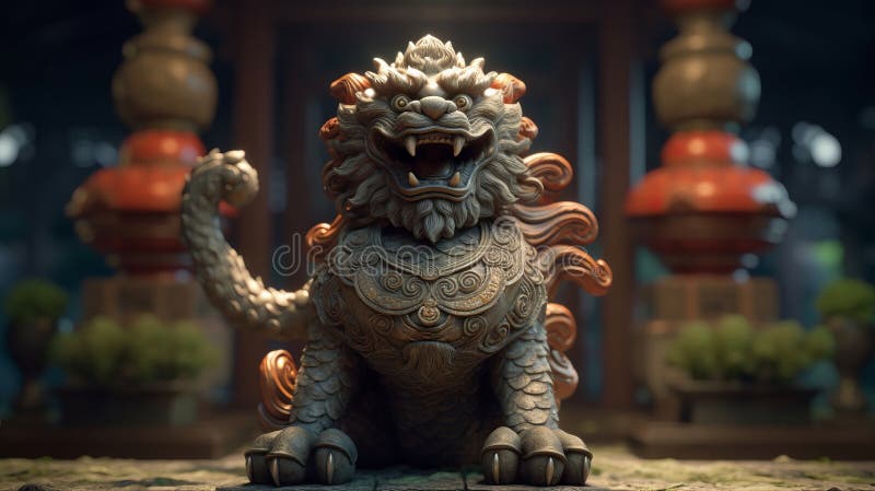 Foo Dog or Chinese Guard. Generative AI Stock Photo - Image of ...