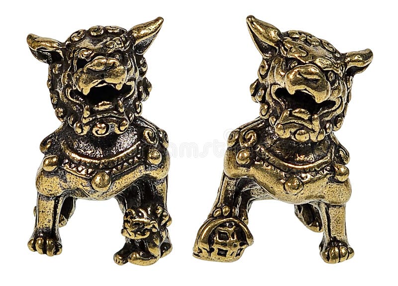 Foo Dog Female and Male Side by Side Stock Image - Image of male ...