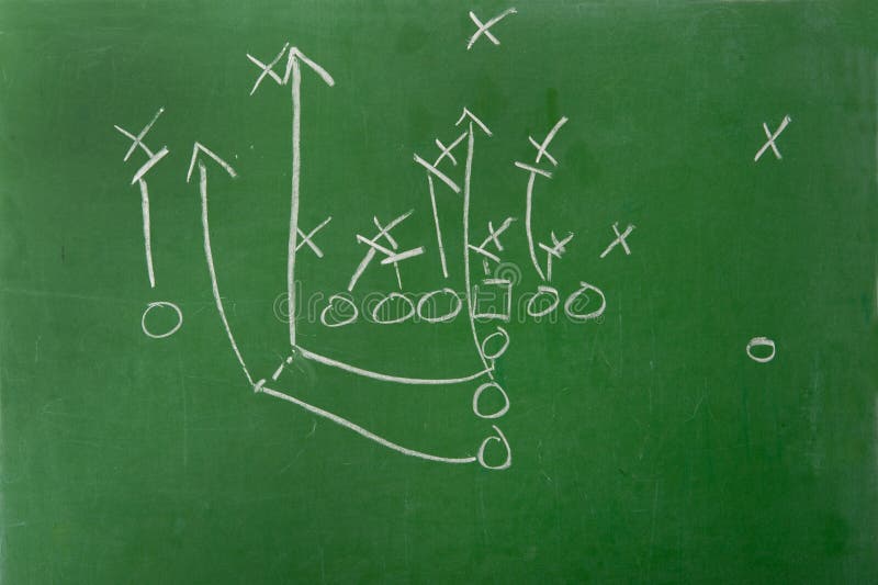 Football Play Diagram on Chalkboard Stock Image - Image of coaching ...