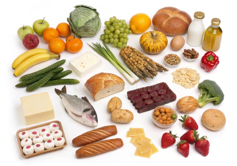 Food Collection, Separated on White Background. Stock Illustration ...