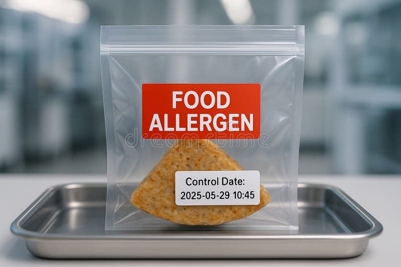 Food Allergen Sample Packaged in Transparent Plastic Bag with Red ...