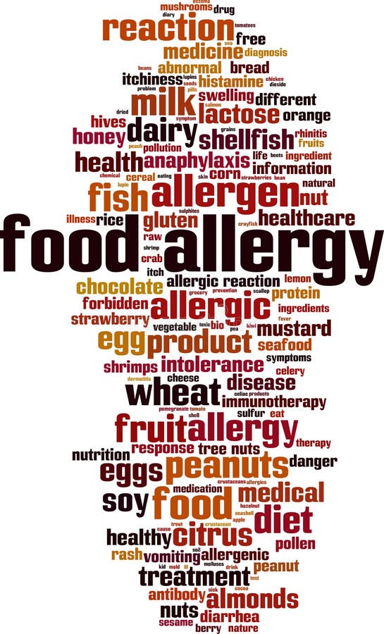 Food allergy word cloud stock vector. Illustration of diarrhea - 291259346