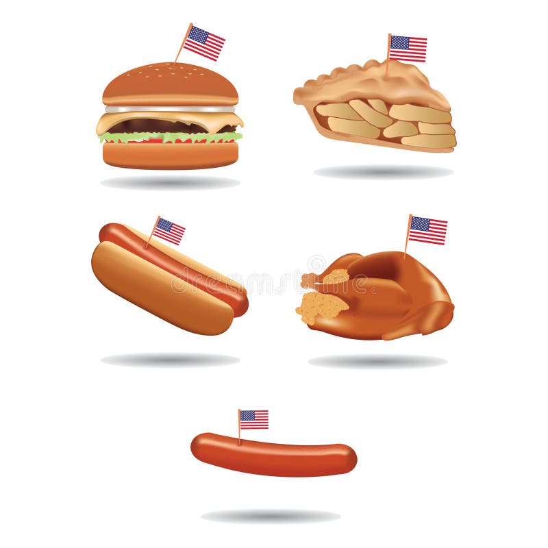 Food with American Flags. Vector Illustration Decorative Design Stock ...