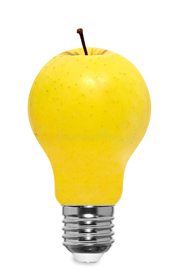 Food Art, Apple Shaped Light Bulb Stock Image - Image of electricity ...