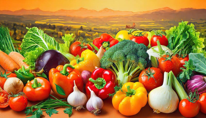 Food Background with Assortment of Fresh Organic Vegetables Stock ...