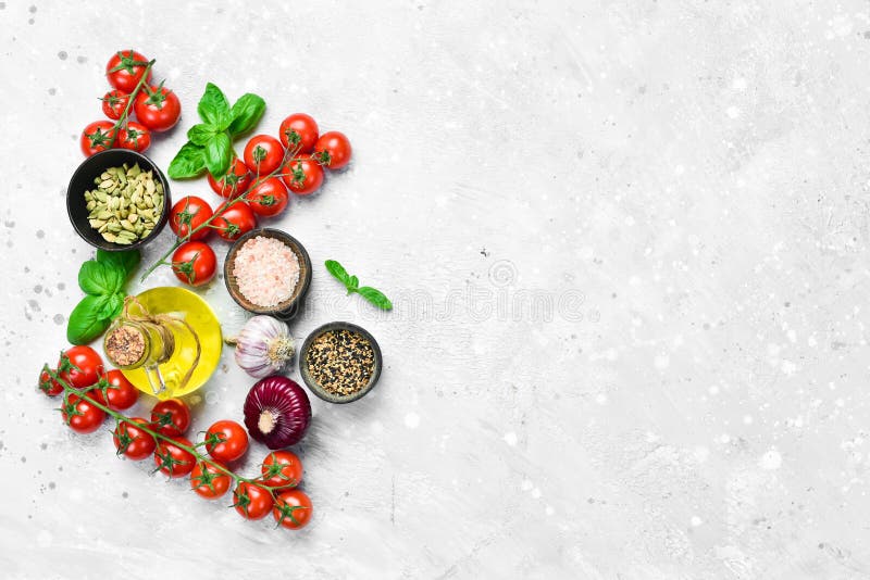 Food Background. Fresh Vegetables on a Gray Stone Background Stock ...