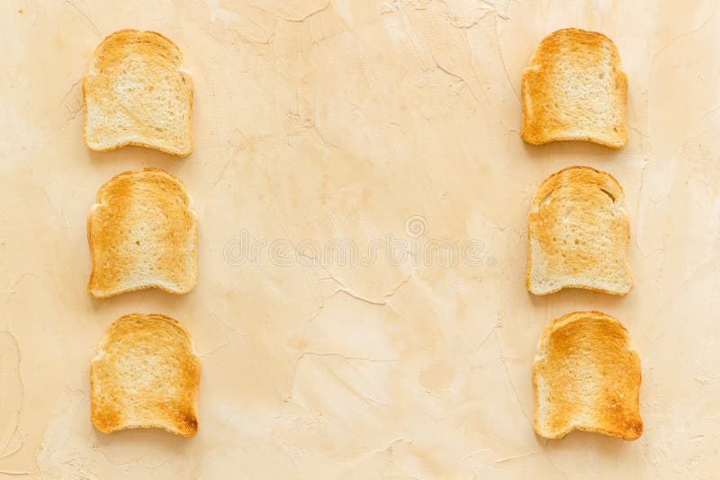 Food Background Layout with Toast Bread, Top View Stock Photo - Image ...