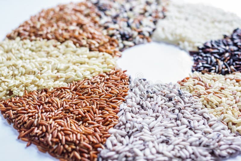 Food Background with of Rice Variety . Stock Image - Image of grain ...