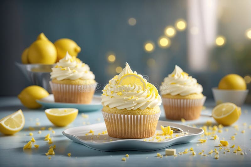 Food Bakery Bake Photography Square Lemon Cupcakes. Ai Generative Stock ...