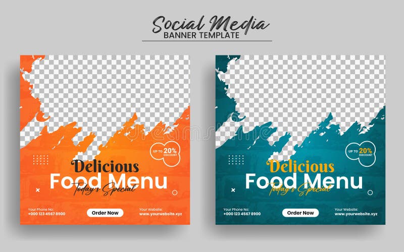 Delicious Food Menu Social Media Post Banner Template Stock Vector ...